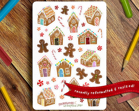 Gingerbread Houses Sticker Sheet Christmas Sticker Sheet | Etsy