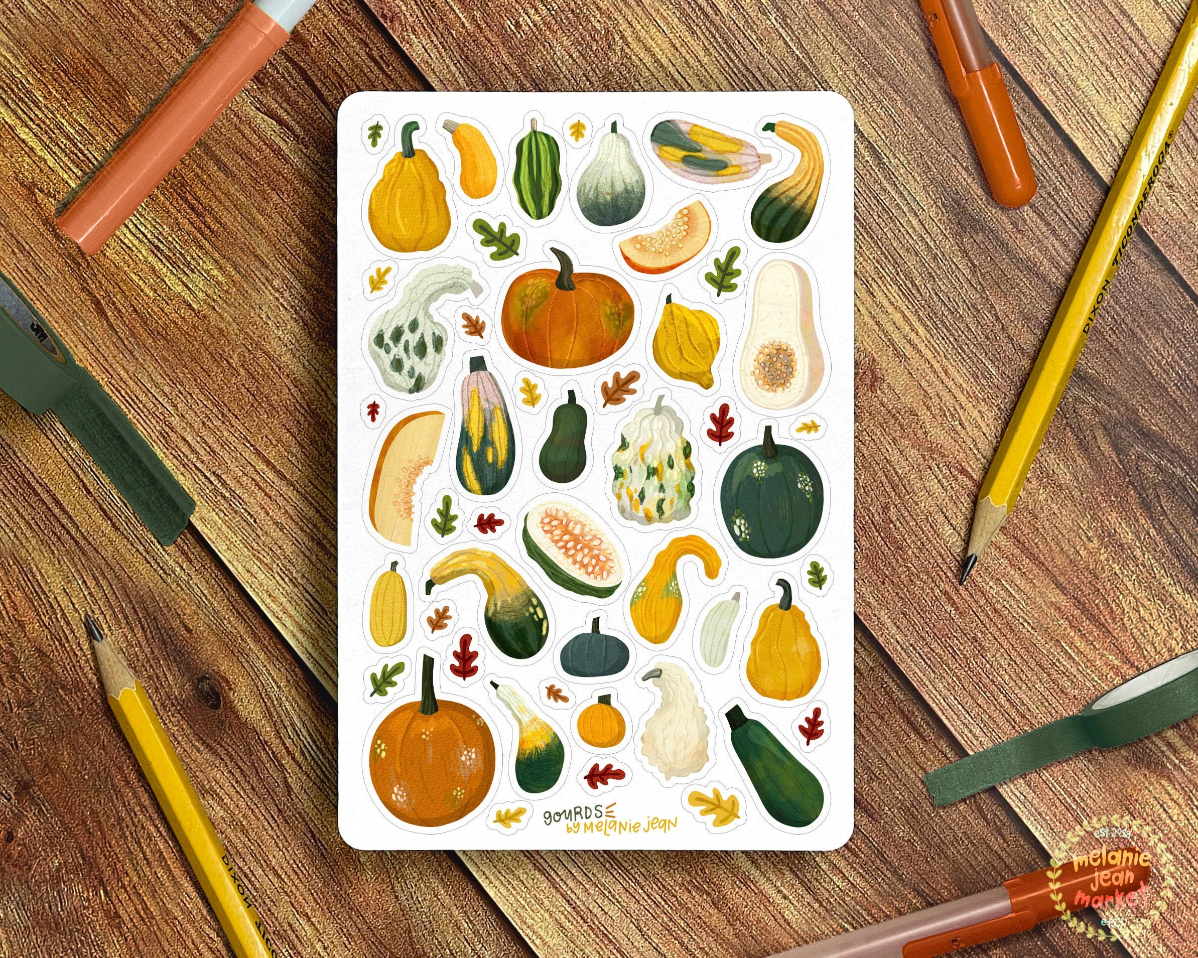Gourds Sticker Sheet Autumnal Gourds Stickers Great for | Etsy