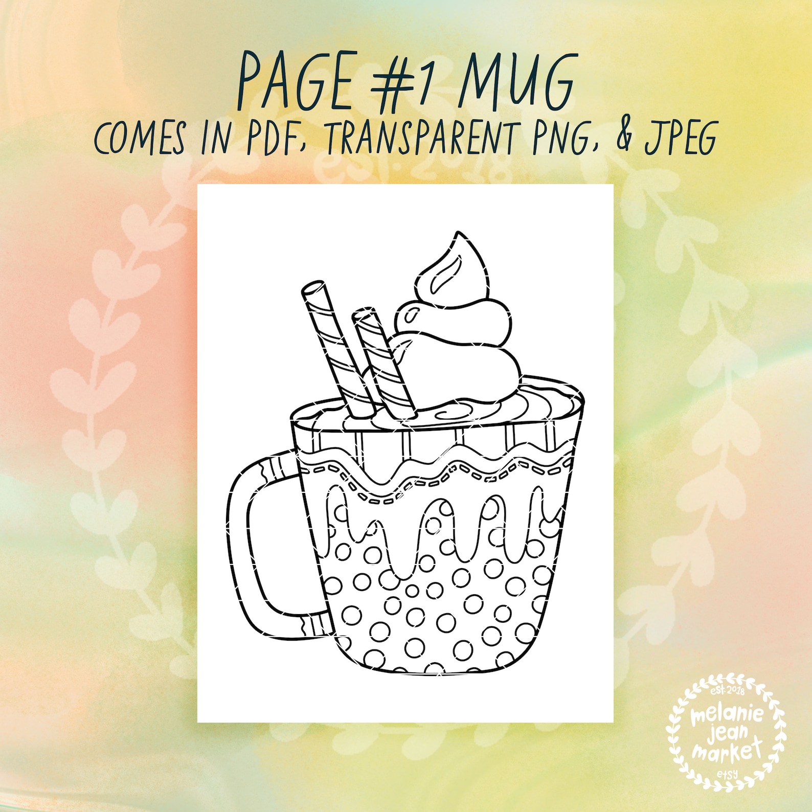 Coffee Mug Cute Coloring Pages 9 Pack Coffee Mugs Coloring - Etsy