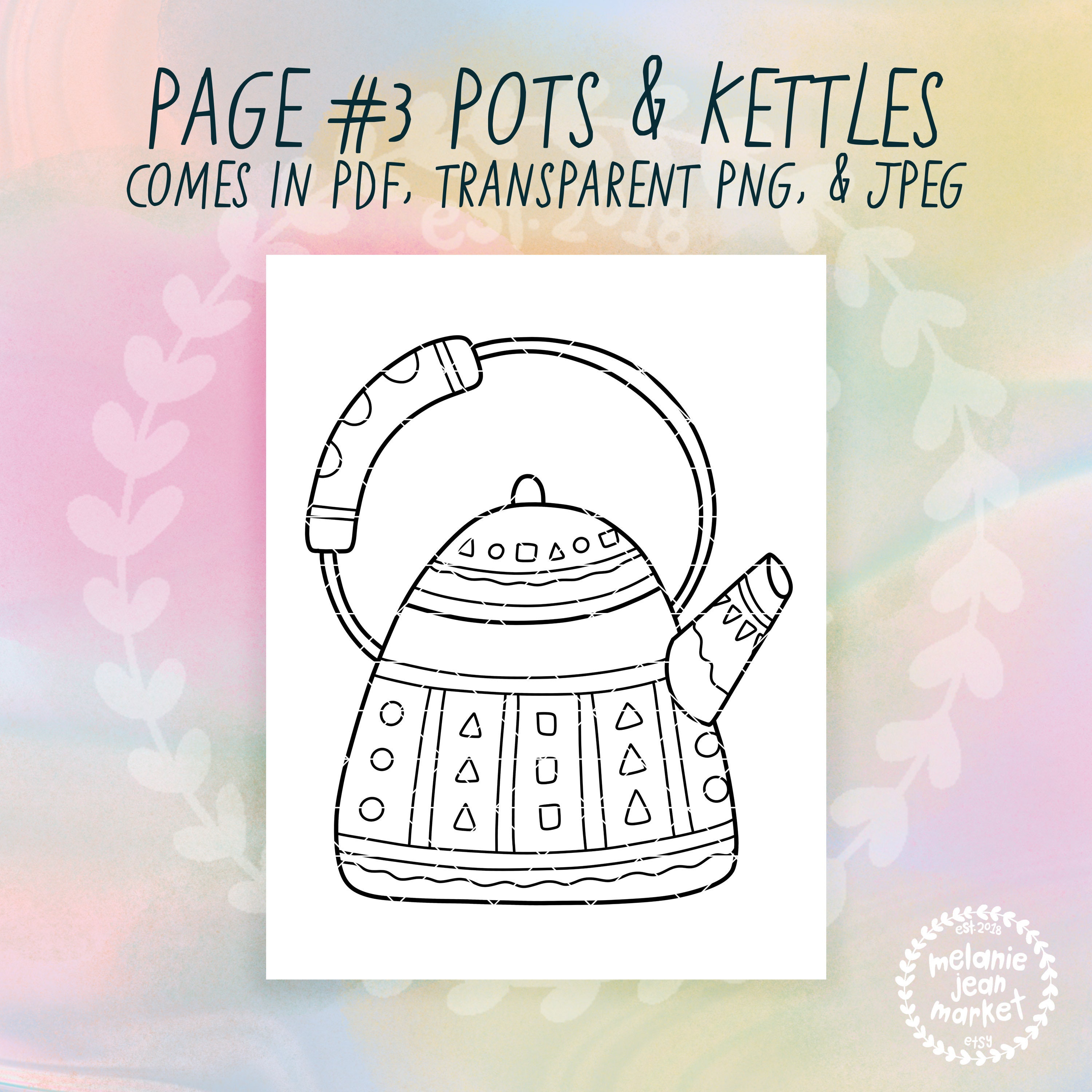 Pots & Kettles Coloring Pages 9 Pack | Coffee and Tea Coloring Pages ...