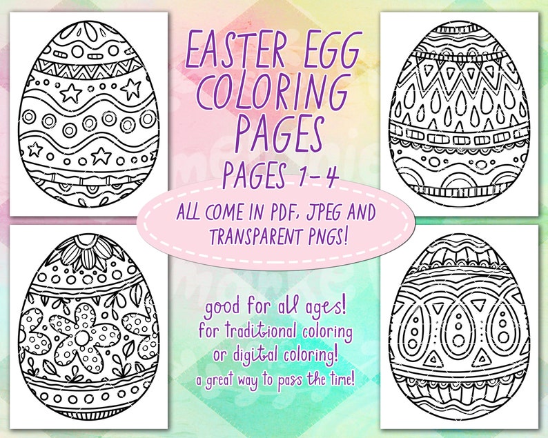Easter Egg Coloring Pages 8 Pack | April, Spring Coloring Pages ...
