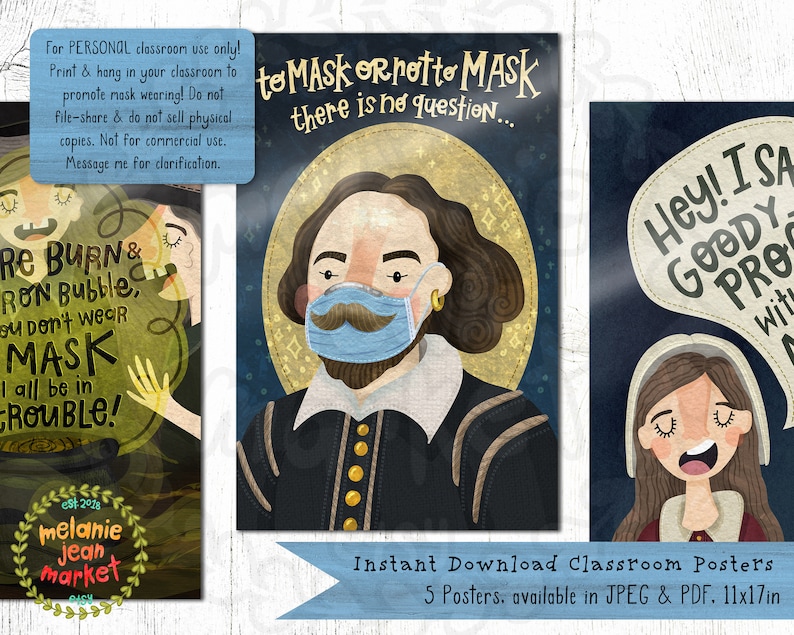 Mask & Hand-washing Posters for English Teachers, Digital Download ...