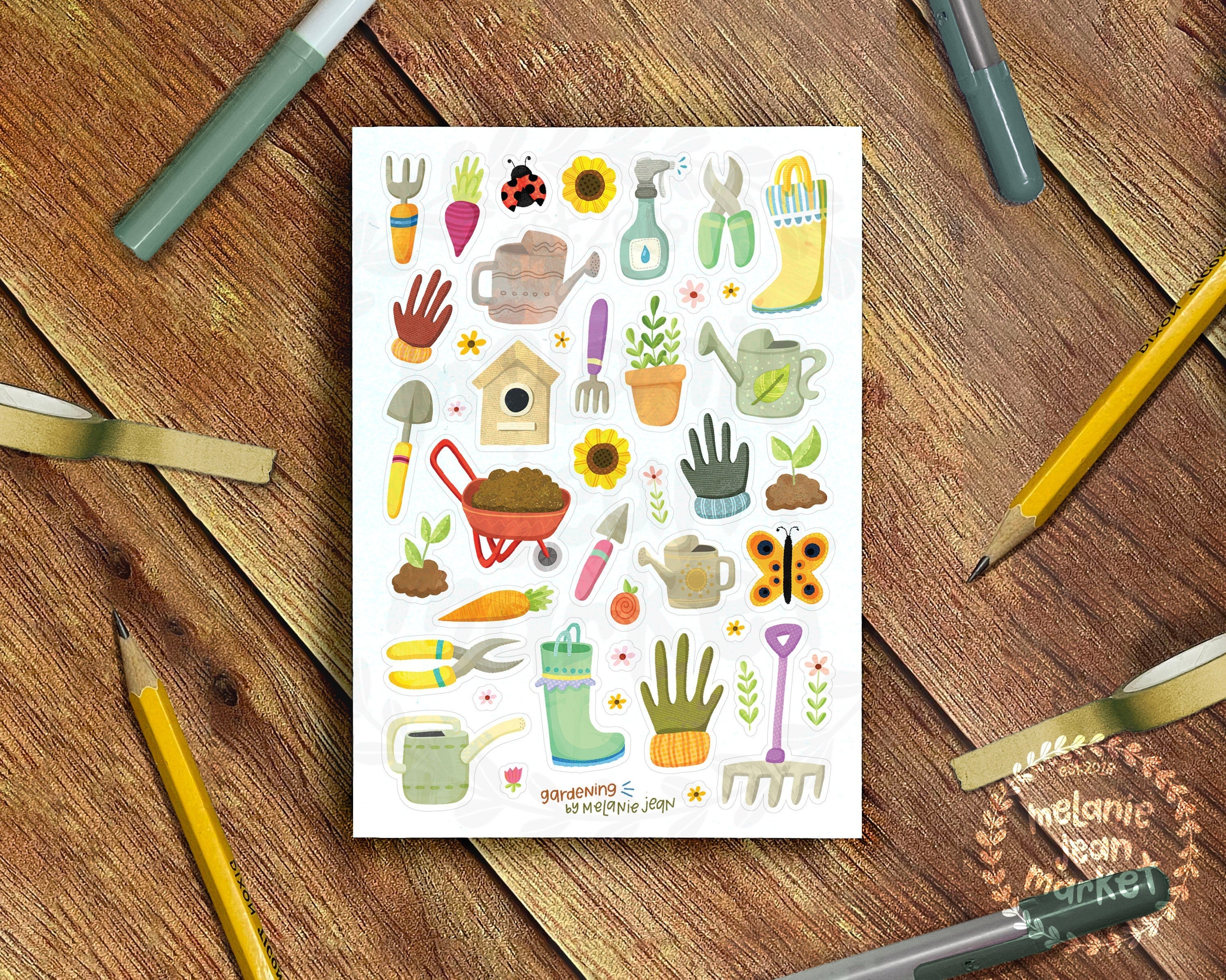 Gardening Sticker Sheet Bullet Journal Sticker Sheet Cute - Etsy