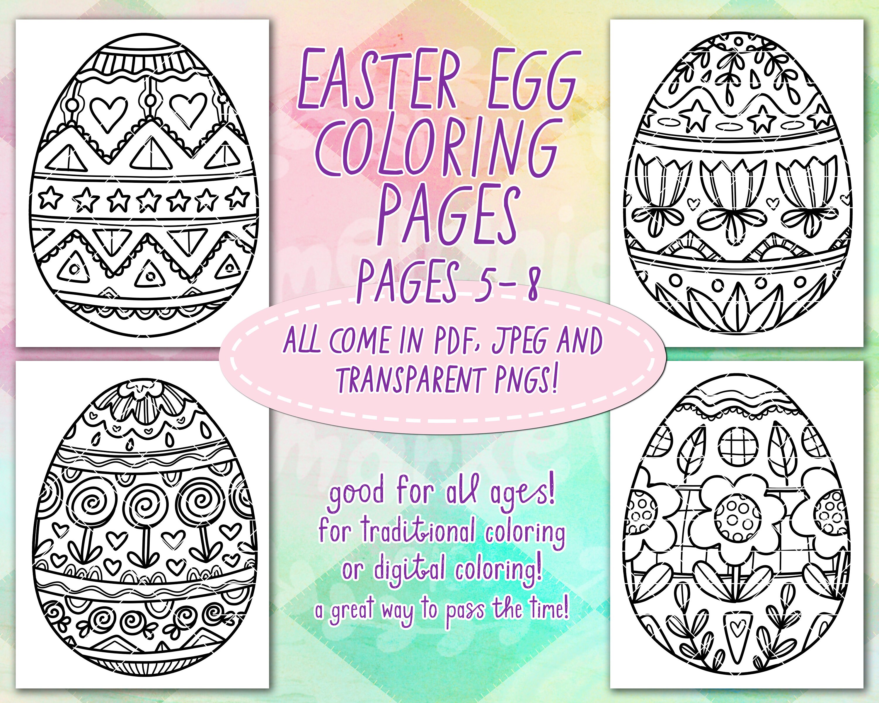Easter Egg Coloring Pages 8 Pack | April, Spring Coloring Pages ...