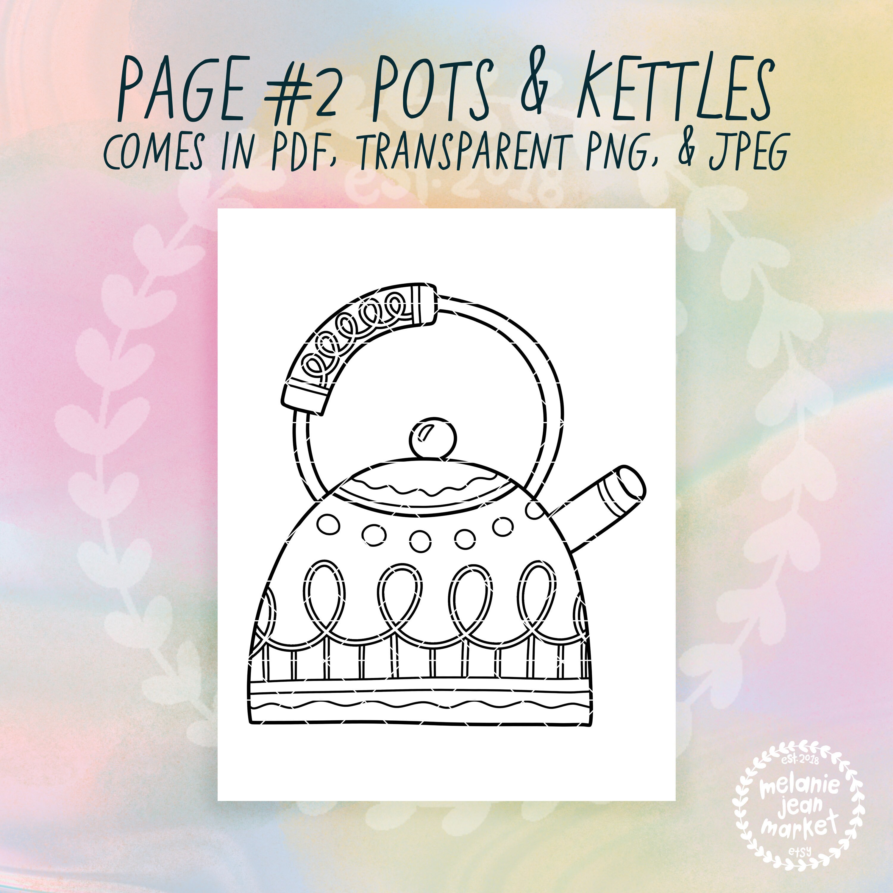 Pots & Kettles Coloring Pages 9 Pack | Coffee and Tea Coloring Pages ...