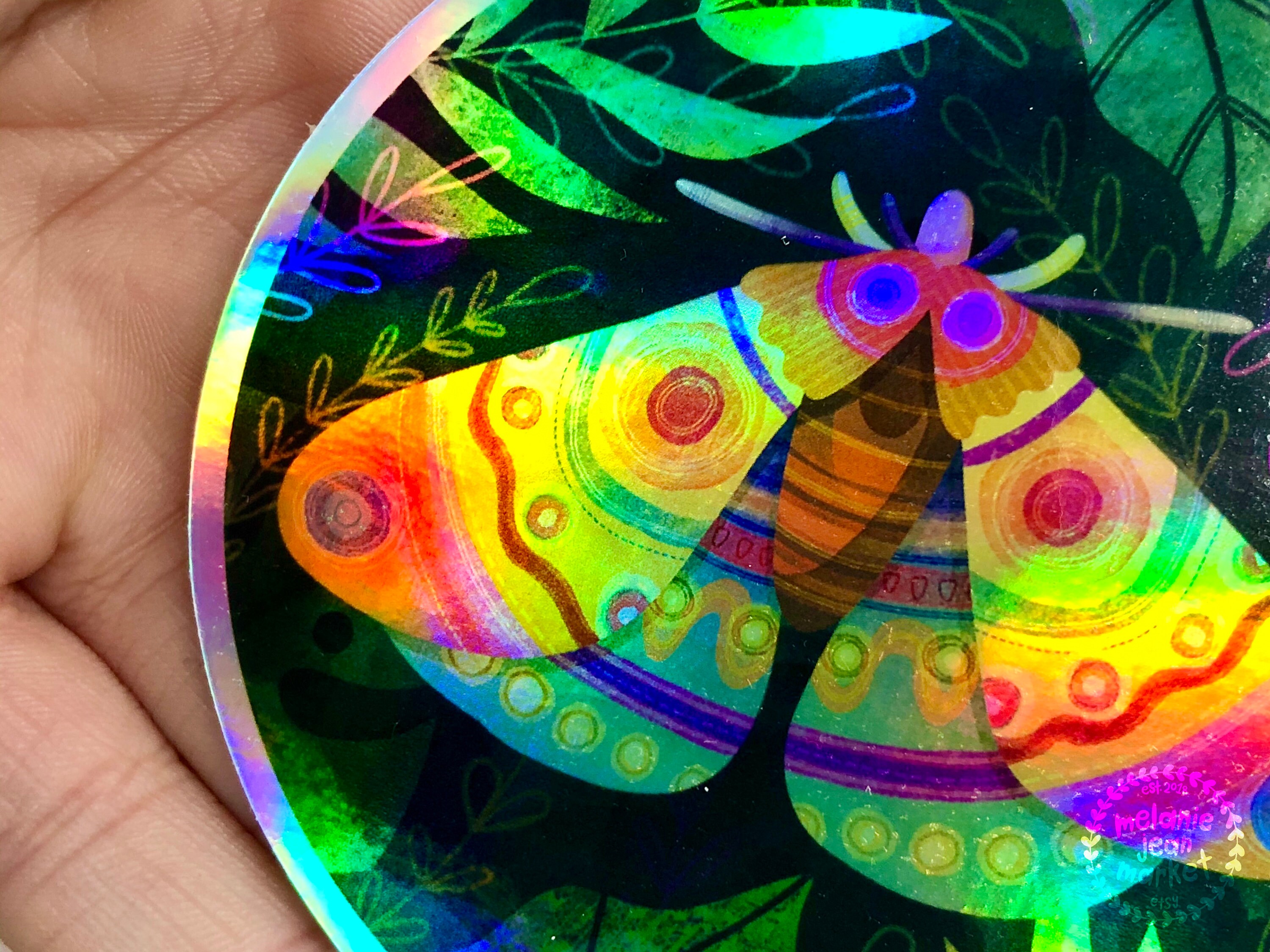 Holographic Moth Vinyl Sticker Illustrated Jungle Moth | Etsy