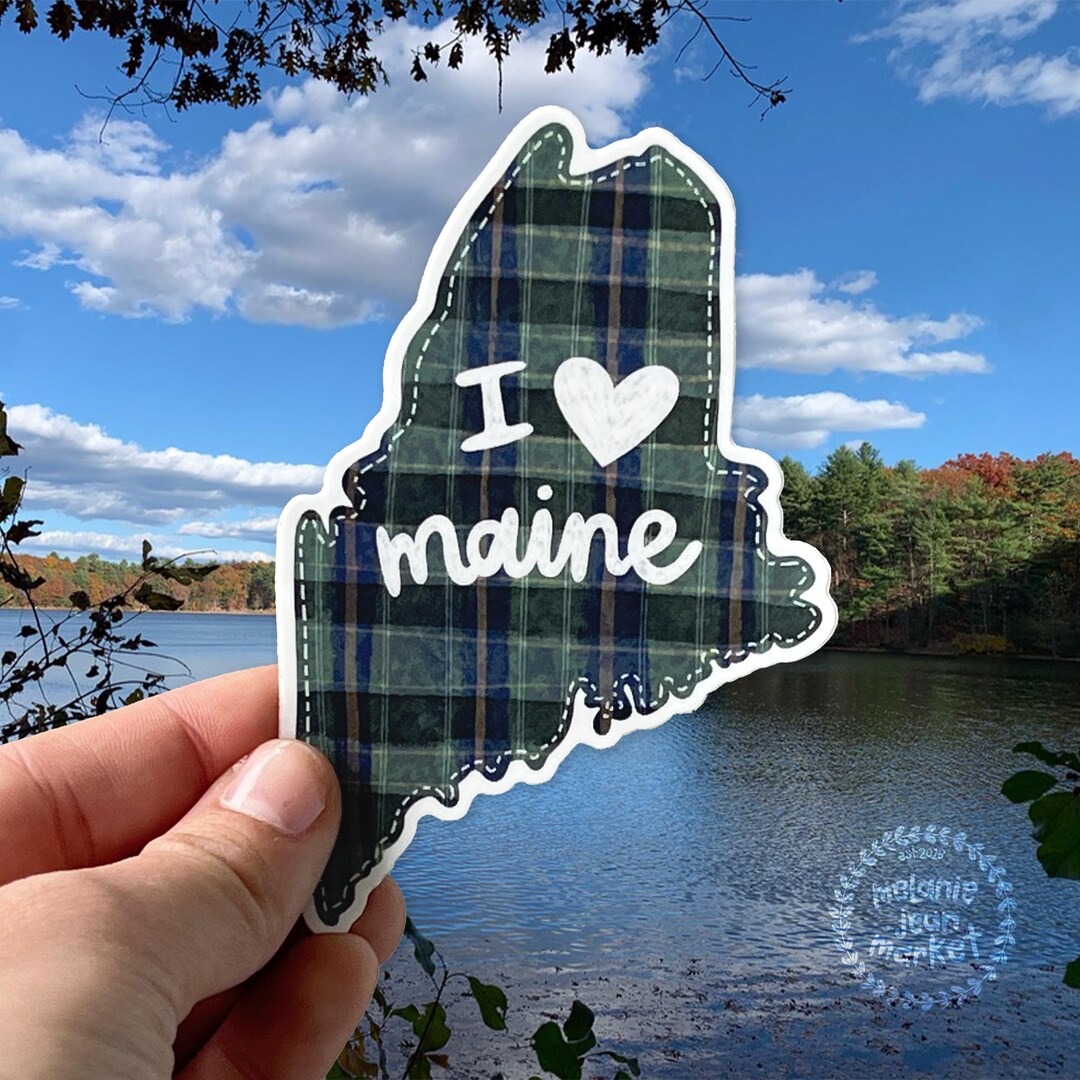 I Love Maine Illustrated Sticker, Matte Vinyl | Illustrated Maine ...