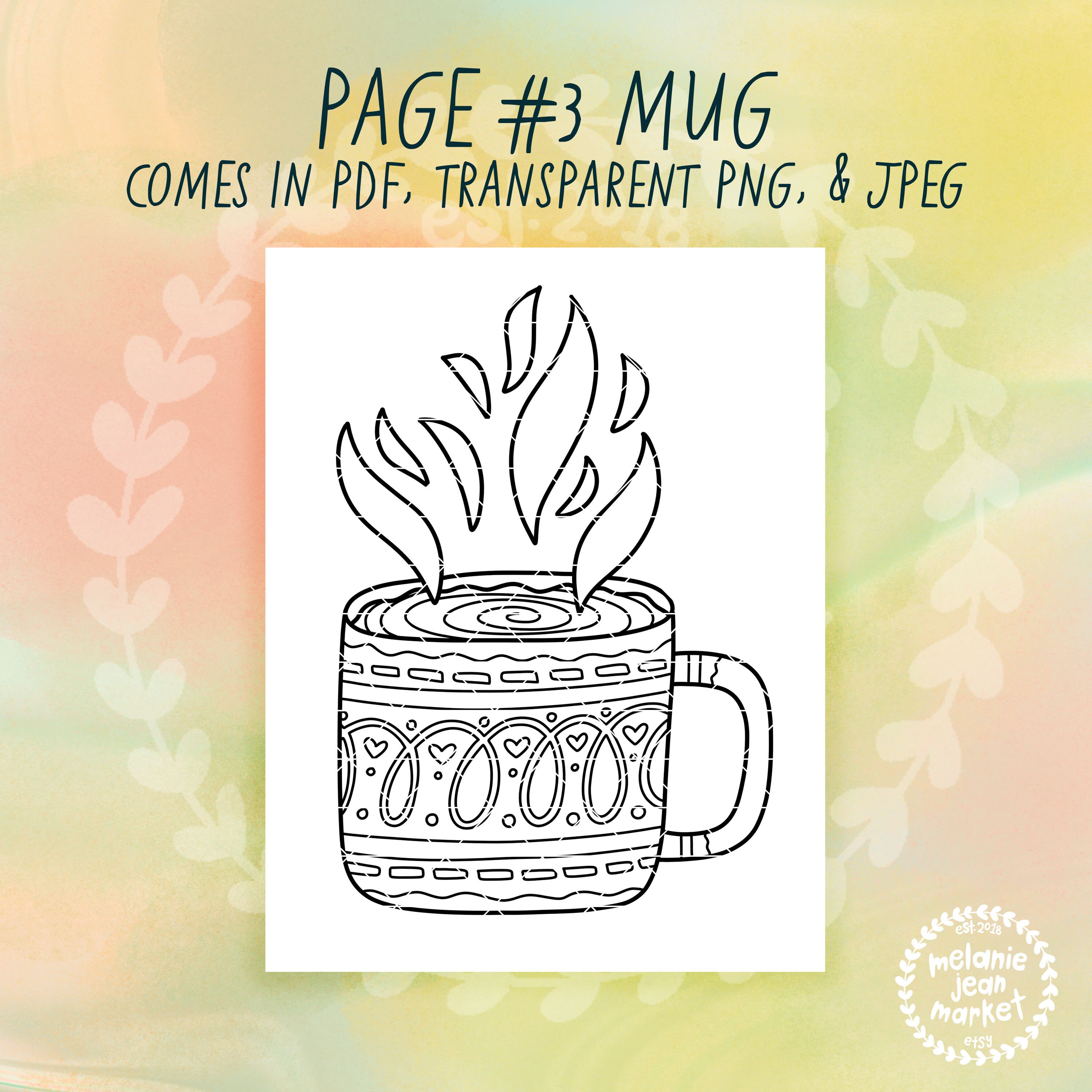 Coffee Mug Cute Coloring Pages 9 Pack | Coffee Mugs Coloring Pages ...