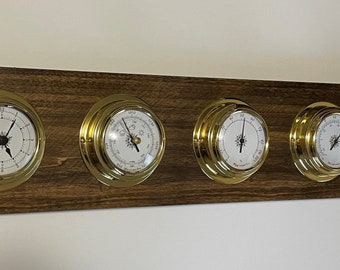 Weather Station - Barometer Hygrometer Thermometer - Solid Wood and ...