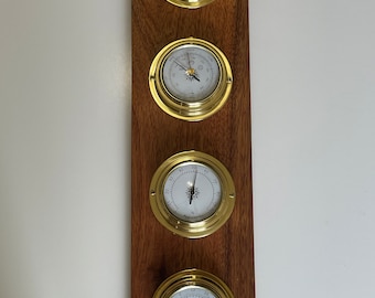 Weather Station - Barometer Hygrometer Thermometer - Solid Wood and ...