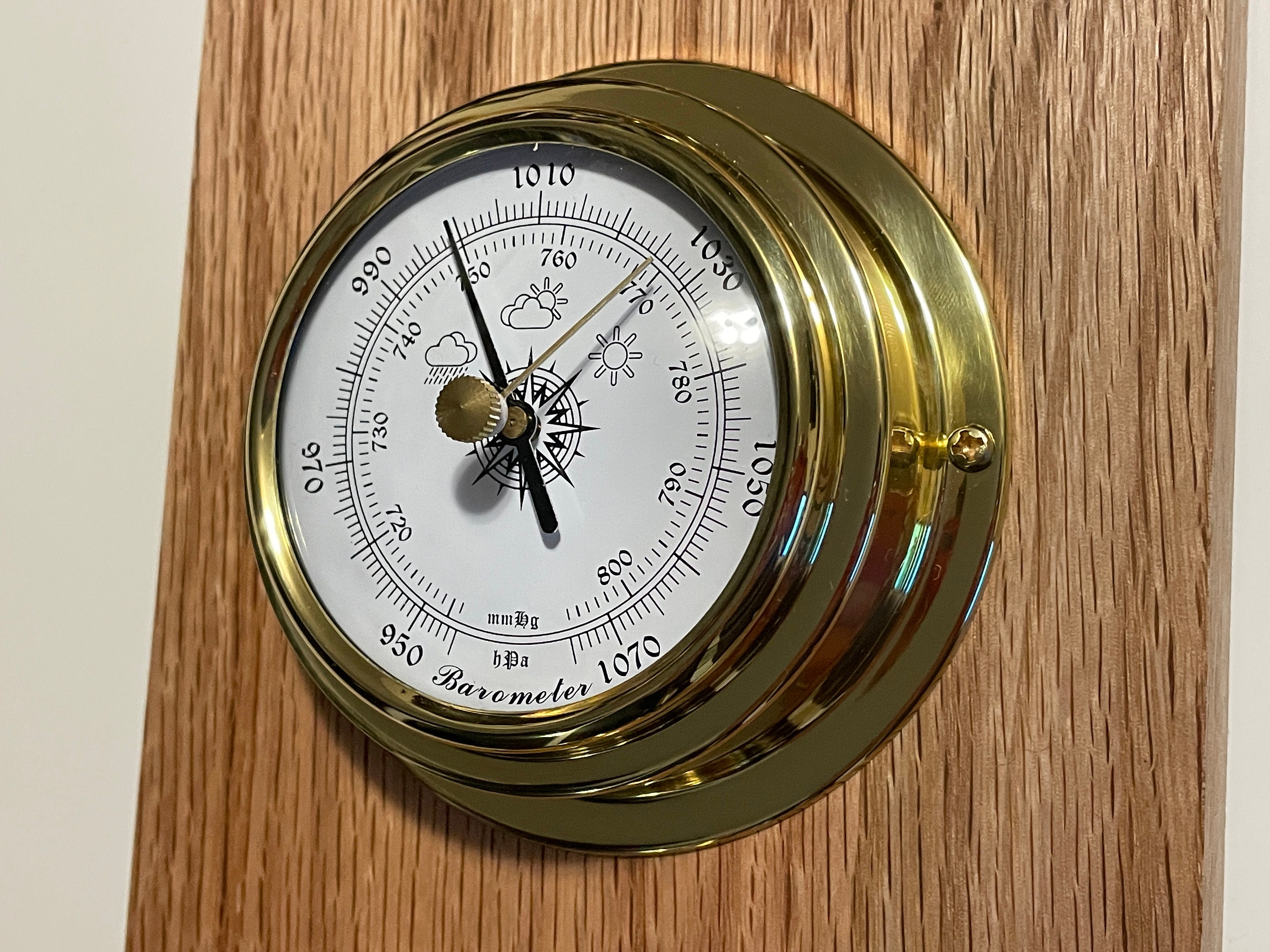 Weather Station - Tide Clock Barometer Hygrometer Thermometer Solid Oak ...