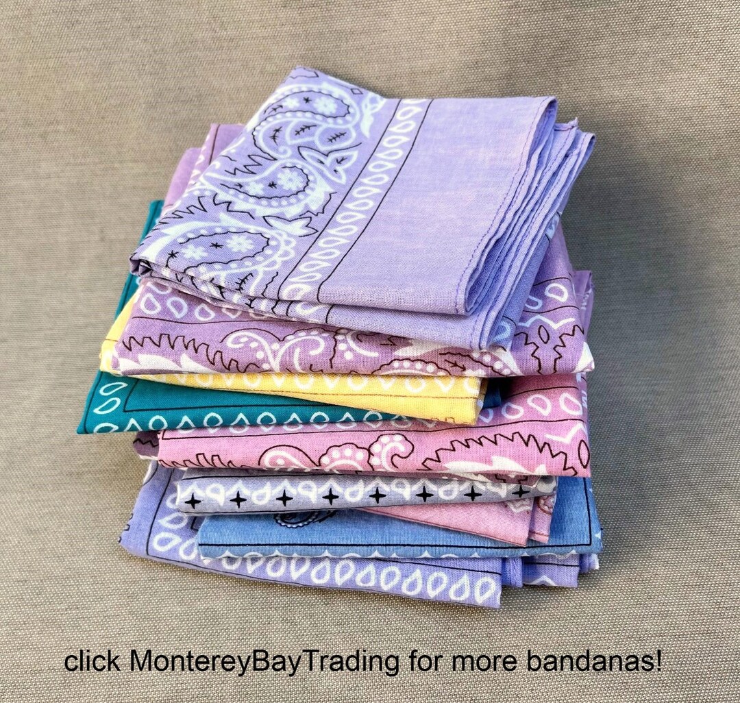 SPRING EASTER Faded Soft Cotton Pastel Paisley Festival Lightweight Cotton Bandanas 21" X 21 ...