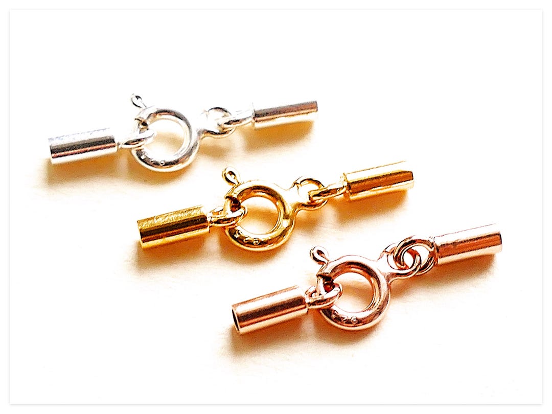 1.8mm Sterling Silver Crimp Tube With Clasps 925 Solid Silver End Caps ...