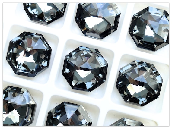 Octagon 14mm Silver Night Shadow Solaris Crystal Multicolor - Etsy