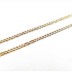 2mm Curb 24K Yellow Gold Plated Silver Chain 40cm 45cm 50cm 60cm Gilded ...