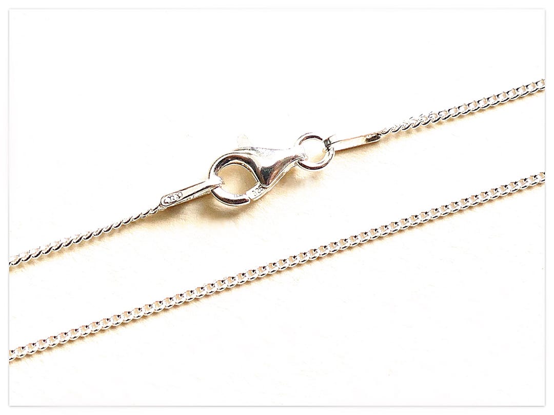1.1mm Curb Silver Chain 925 Celebrity Chain 35cm 40cm 45cm 50cm 60cm ...