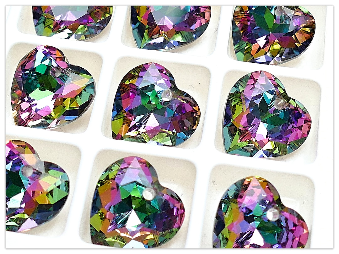 Heart 10.5mm 14.5mm Volcano Solaris Crystal Multicolor Pendant Rainbow ...