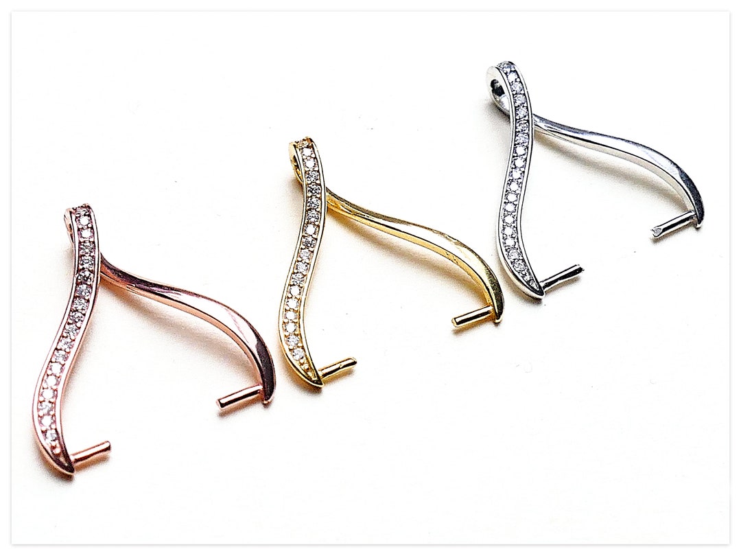 Silver Beads Pendant Loop With Cubic Zirconium 925 Collier Loops for ...