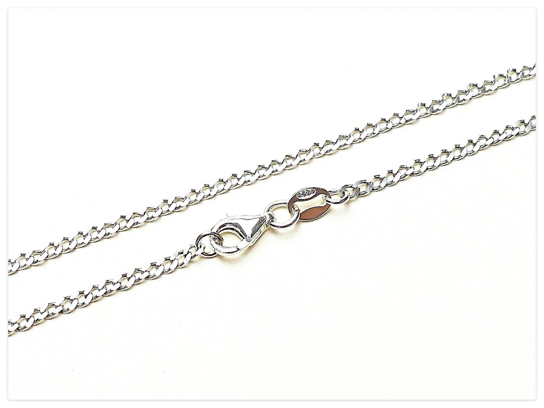 2mm Curb Silver Chain 925 Celebrity Chain 40cm 45cm 50cm 60cm 70cm ...