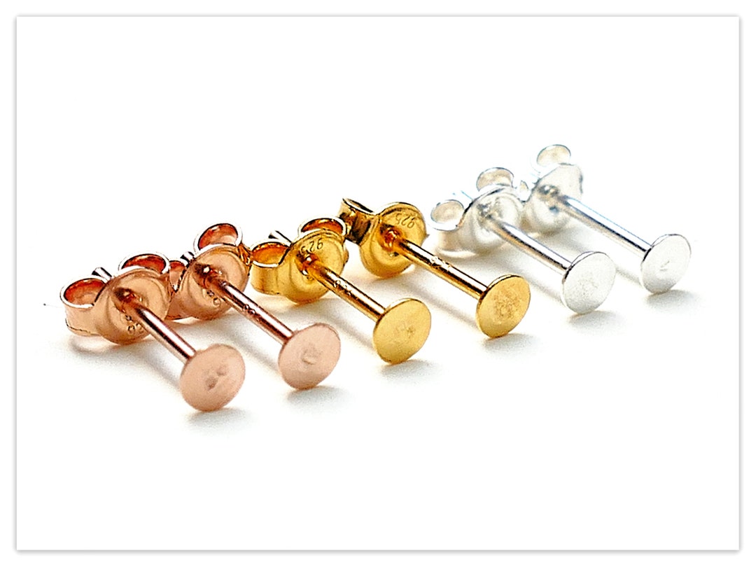 3mm 925 Silver Ear Studs Findings With Plugs Sterling Silver Stud ...