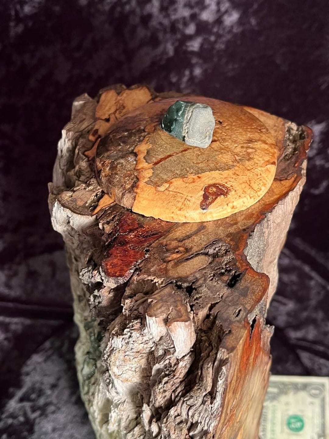 Spalted Maple Driftwood Cremation Urn: Pet/human Ashes, Green Jasper ...