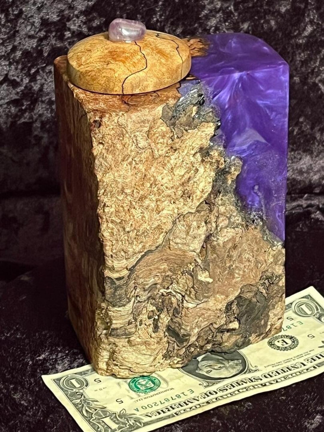 Small Spalted Maple Urn ,purple Epoxy, Urns for Human Ashes,6.5x4x3 ...