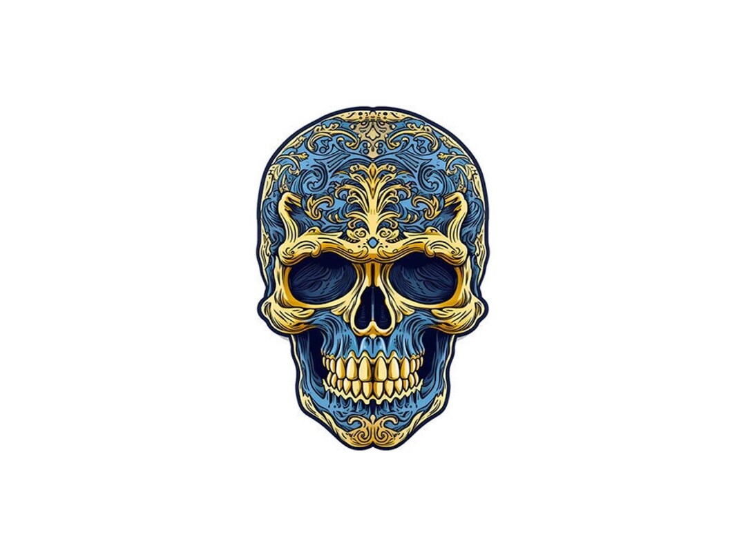 Skull Halloween Fire Flame Creepy Gold Vinyl Bumper Sticker Decal - Etsy