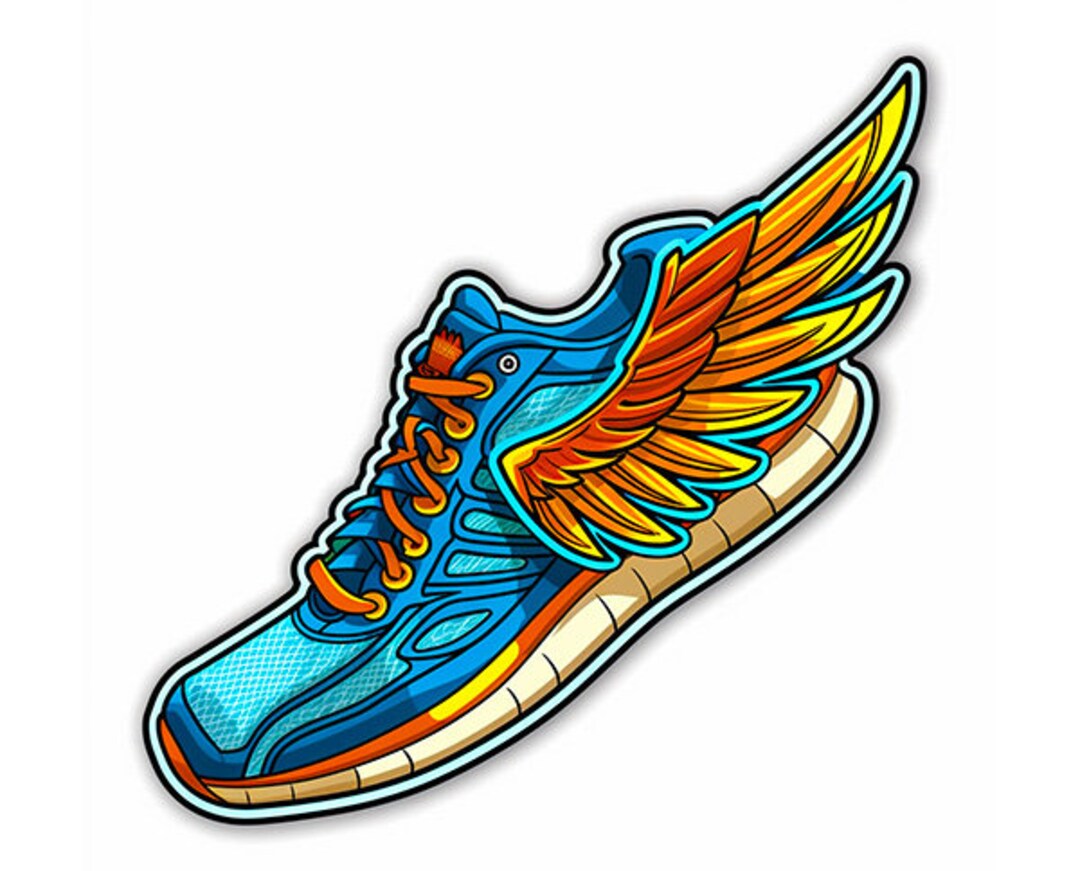 Track Field Shoes Wings Logo Jogging Marathon Run Sport Sign Bumper ...