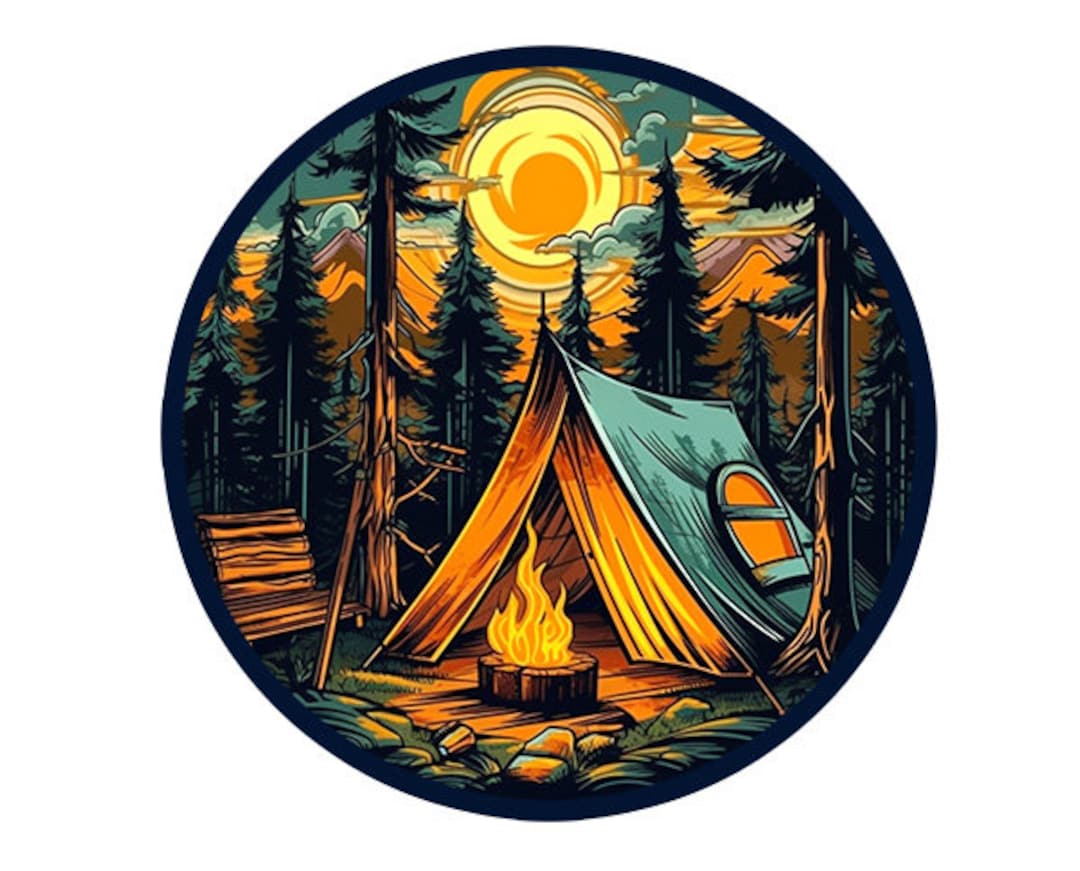 Camping Fire Travel Tent Mountain Moon Night Campfire Woods Pine Trees ...