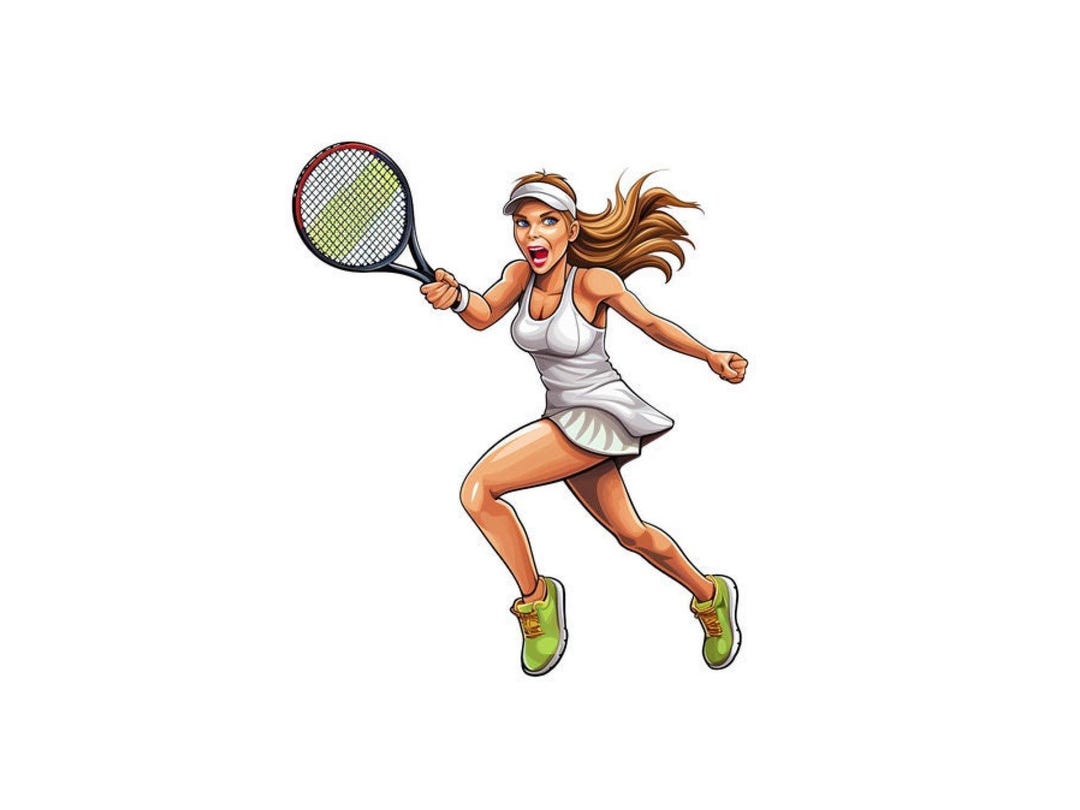 Vinyl Sticker Decal Tennis Racket Ball Player Woman Running Sport Sign ...