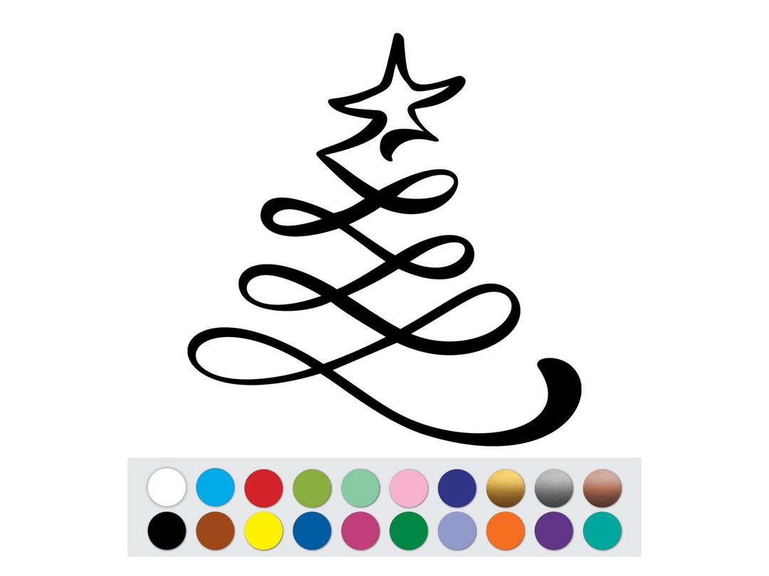 Christmas Tree Star Calligraphy Swoosh Whirl Tattoo Tribal Sign Bumper ...