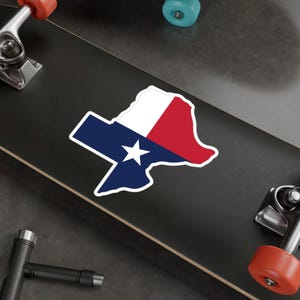 Texas TX Map Cut Contour Flag Lone Star Flag Sticker Label Decal White ...