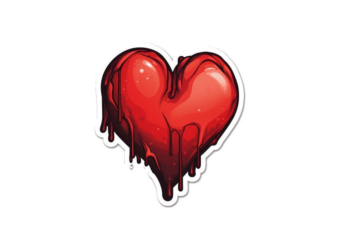 Heart Blood Drip Valentine Love Bleed High Grade Vinyl Bumper Sticker ...