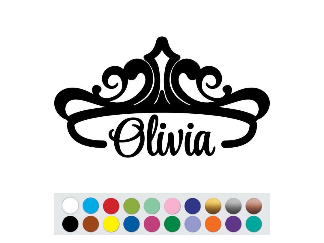 Vinyl Sticker Decal Tiara Crown Name Custom Princess Text Letter Sign ...