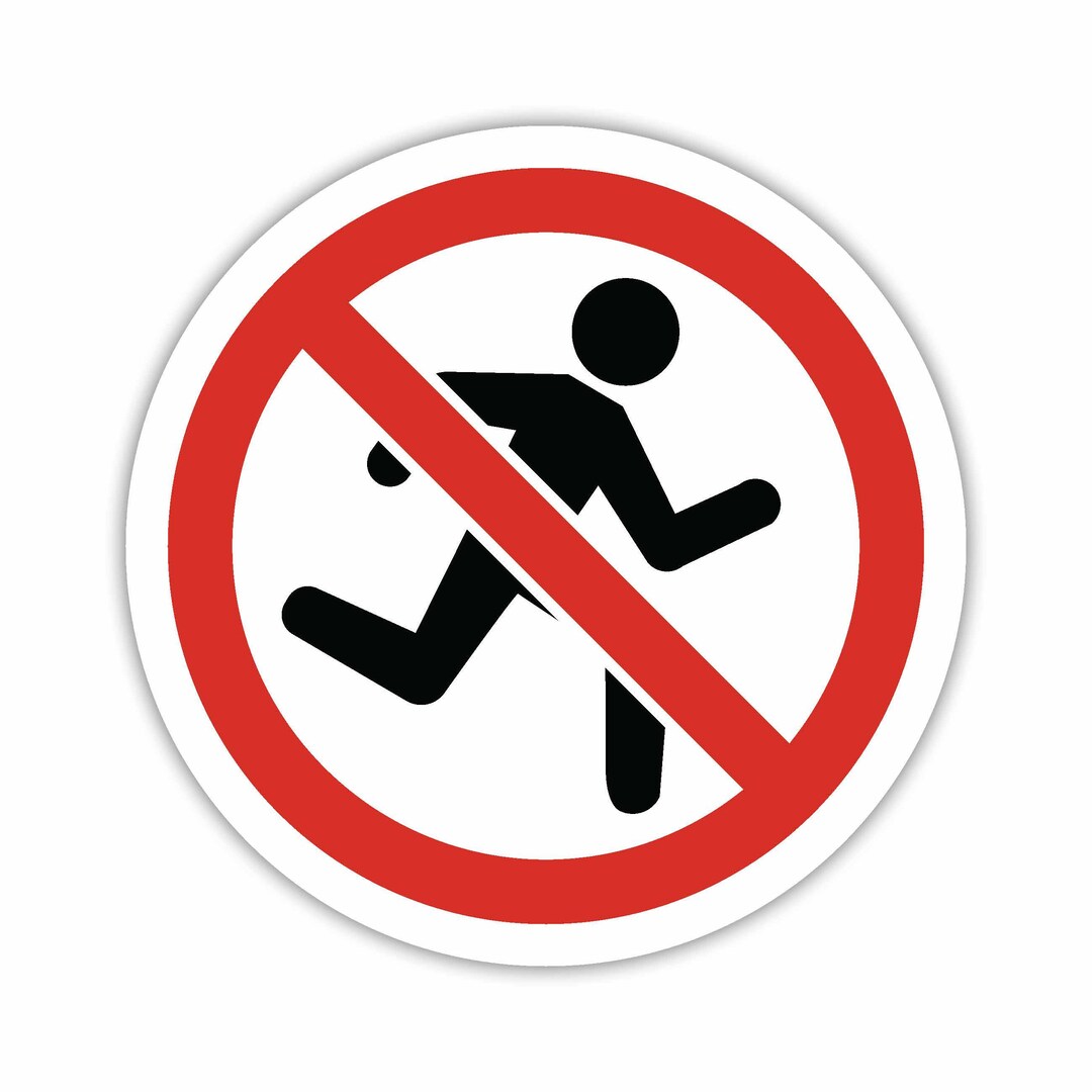 No Running Round Ban Sign Prohibition Sign Bumper Sticker Decal Vinyl ...