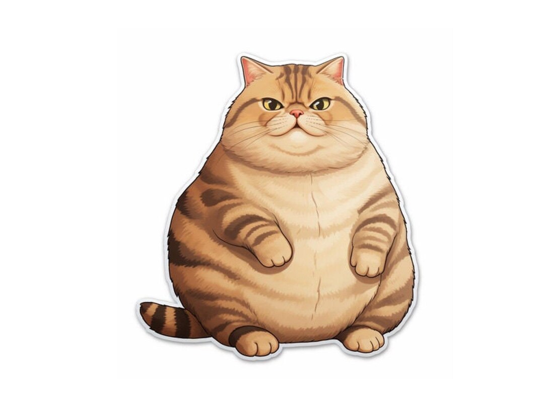 Cat Chubby Fat Obese Feline Animal Print Bumper Sticker Decal - Etsy