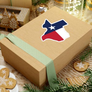 Texas TX Map Cut Contour Flag Lone Star Flag Sticker Label Decal White ...