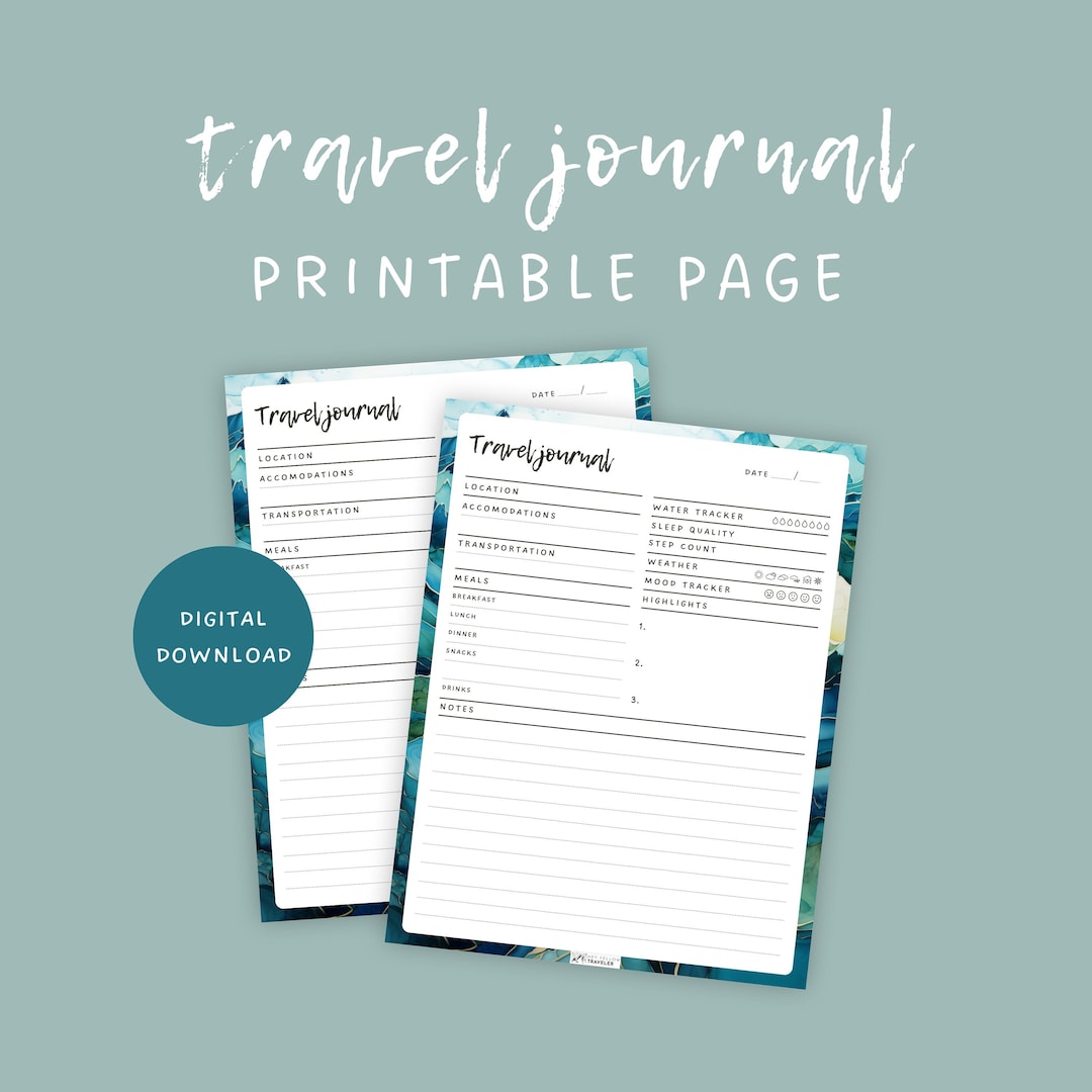 Travel Journal Printable Digital Download Page Track Accommodations ...