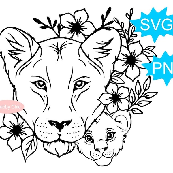 Lion Cub and Mom Svg - Etsy