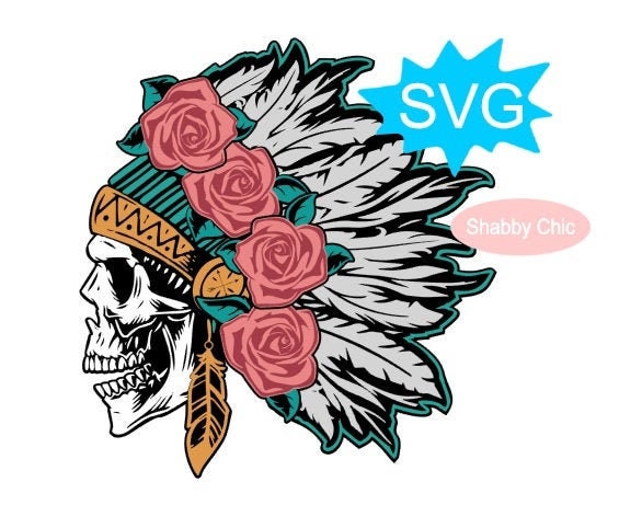 Native Skull Svg Skull and Roses Svg Native American Svg - Etsy