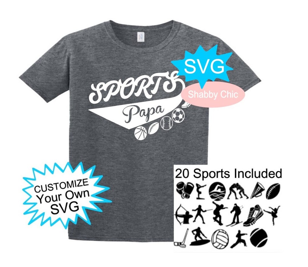 Sports Papa Svg, 20 Sports Included, Sports Svg, Sports Shirt Svg, Papa ...