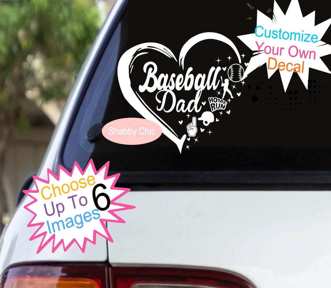 Baseball Dad Decal, Dad Decals for Cars, Dad Car Sticker, Dad Car Decal ...