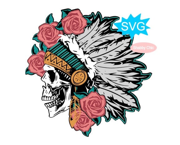 Native Skull Svg Skull and Roses Svg Native American Svg | Etsy