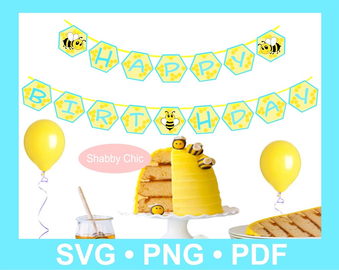Bee Birthday Banner, Bee Birthday Decorations, Bee Birthday Svg, Bee ...