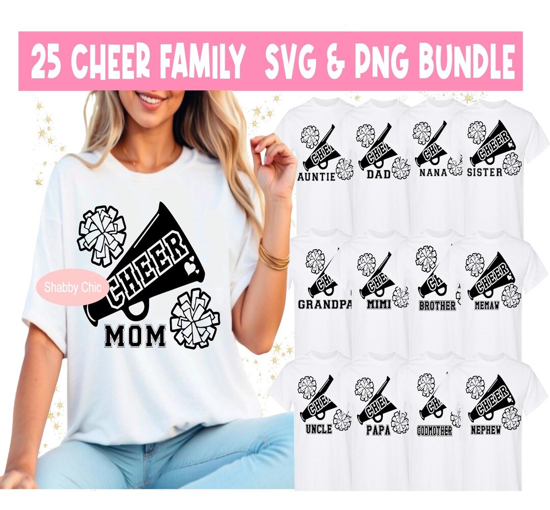 Cheer Family Svg Bundle, Cheer Family Png, Cheerleading Mom Svg, Cheer ...