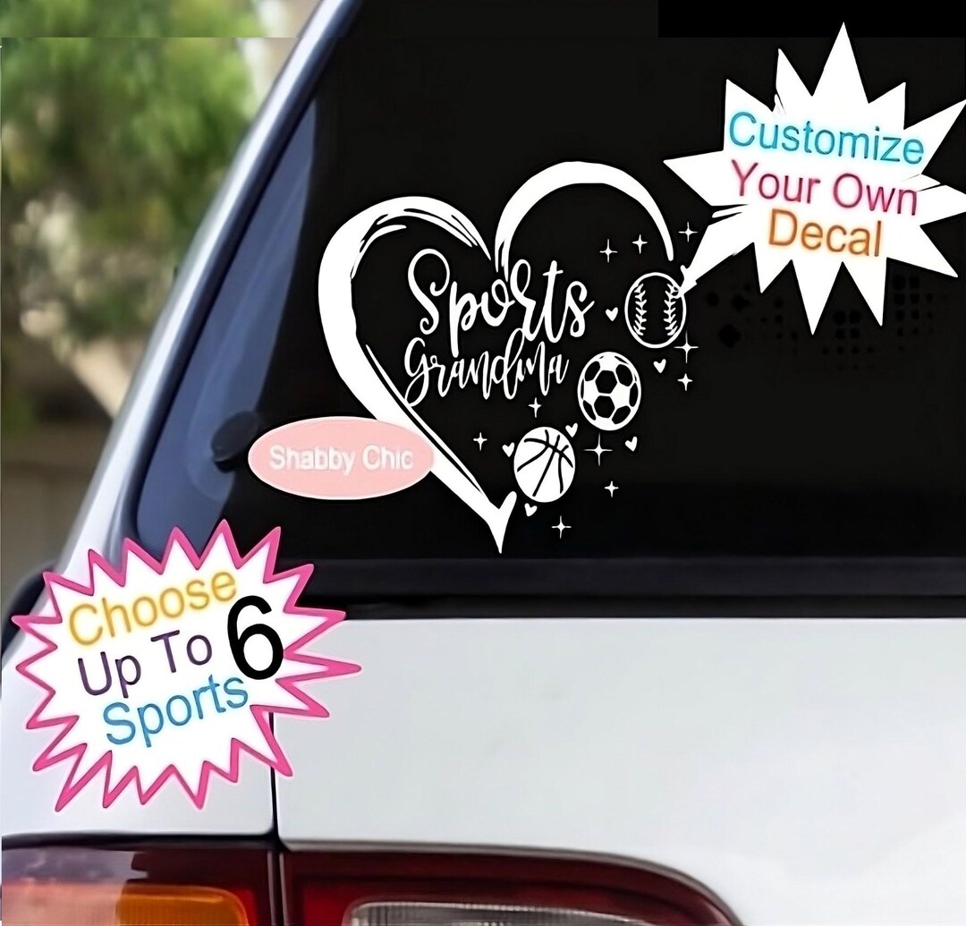 Sports Grandma Decal, Grandma Decals for Cars, Grandma Car Sticker ...
