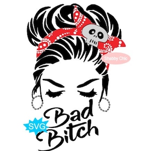 Bandana Girl Svg, Messy Bun Svg, Messy Bun Girl Svg, Girl With Bandana ...