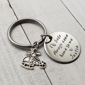 Fly Safe Keychain W/ Helicopter, Always Come Home to Me Keychain ...