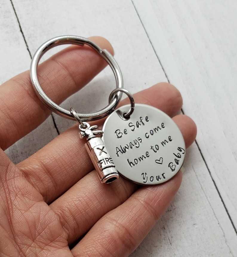 Be Safe Keychain W/ Fire Extinguisher Always Come Home to Me | Etsy