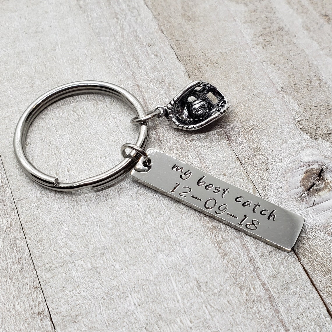 My Best Catch Baseball Mitt Keychain Anniversary Gift for - Etsy